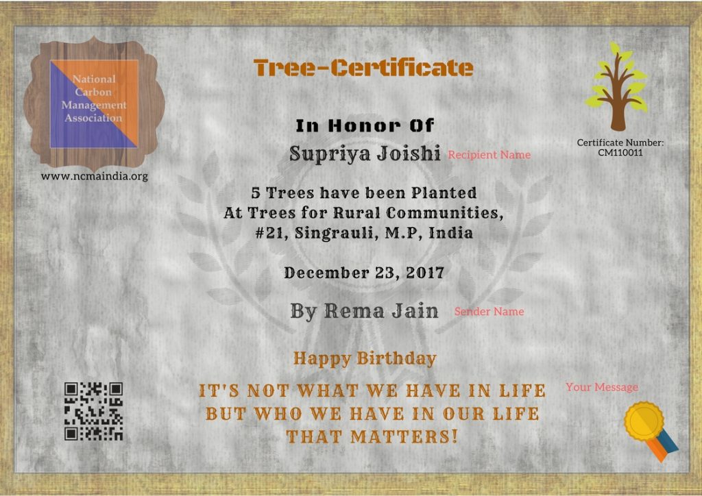 Tree Gift/Tree-Certificate - National Carbon Management Association